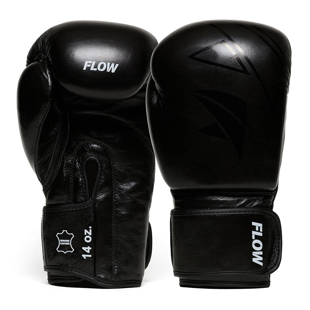 Flow Progress Boxing Gloves - Black cowhide – Kickboxing-shop.nl